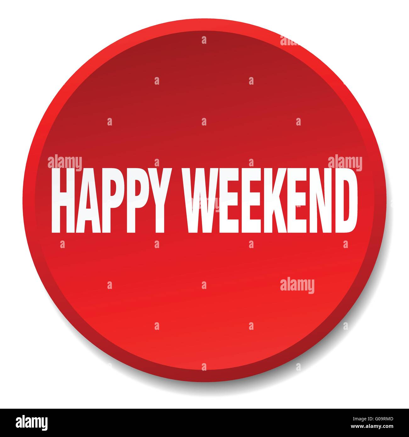 happy weekend red round flat isolated push button Stock Vector Image ...
