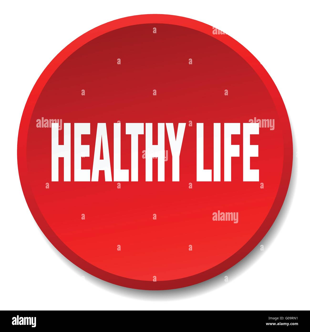 healthy life red round flat isolated push button Stock Vector Image ...