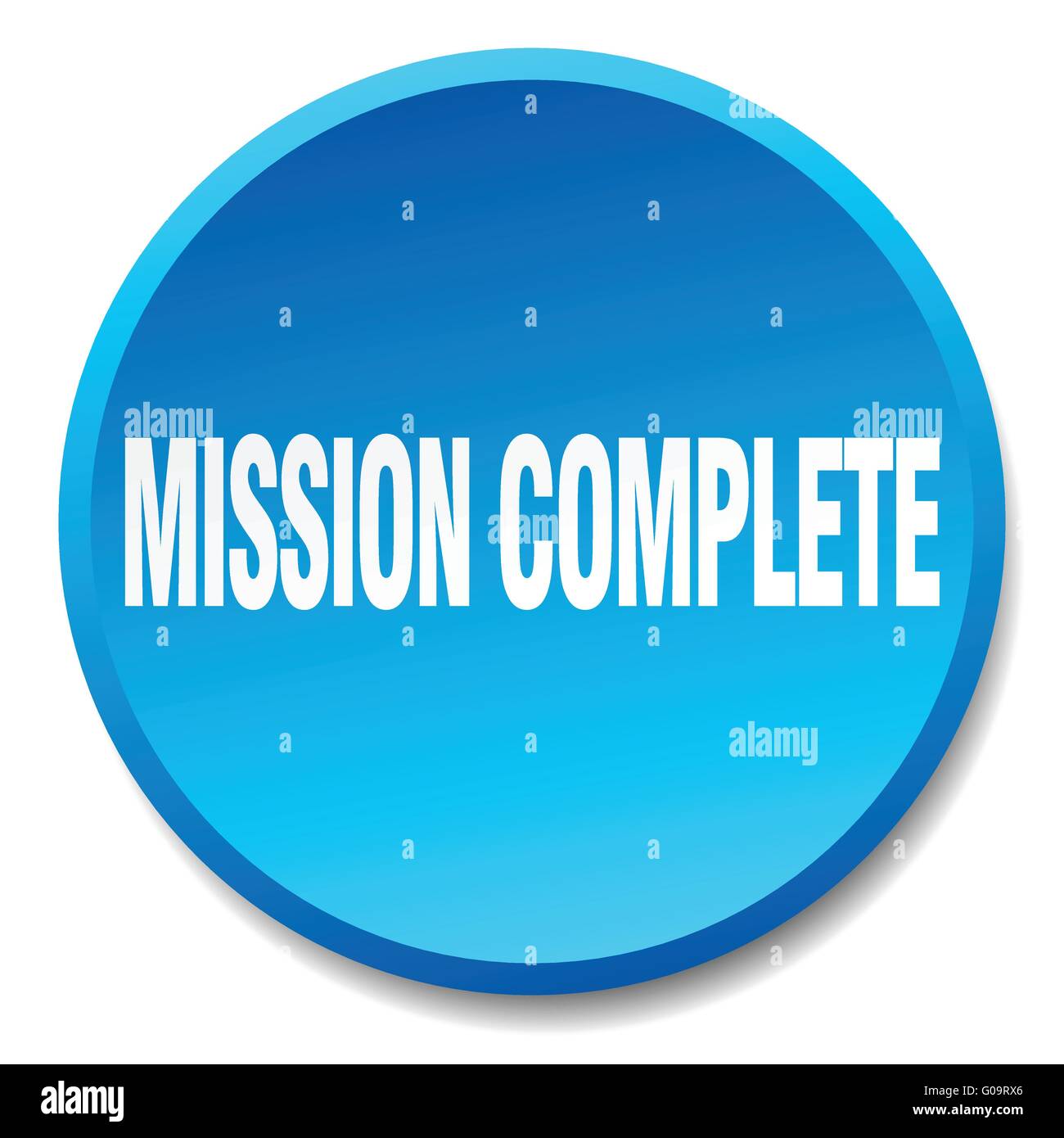 mission complete blue round flat isolated push button Stock Vector Image & Art - Alamy