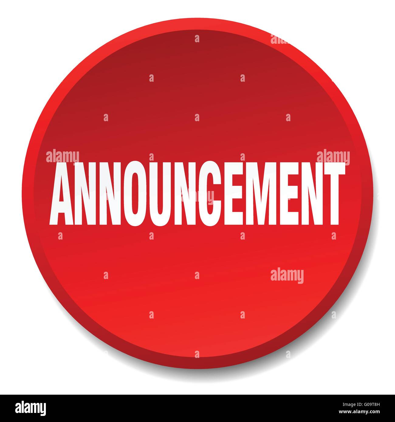 announcement red round flat isolated push button Stock Vector Image ...