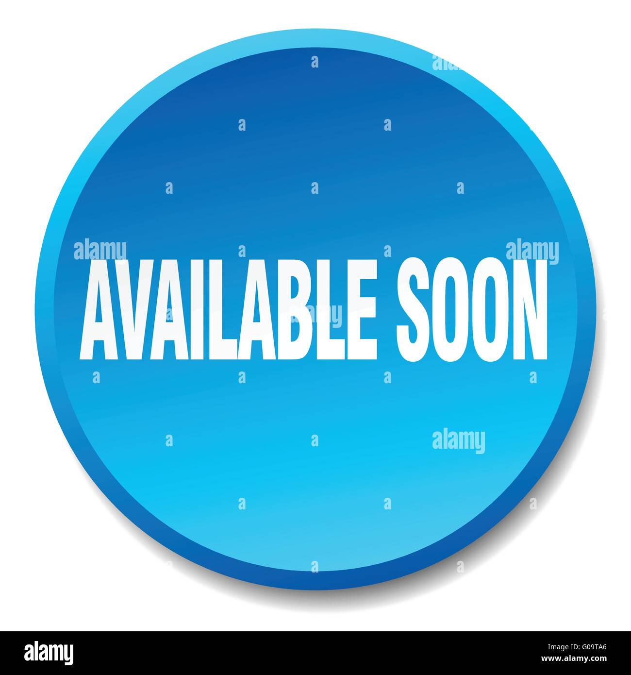 available soon blue round flat isolated push button Stock Vector Image ...