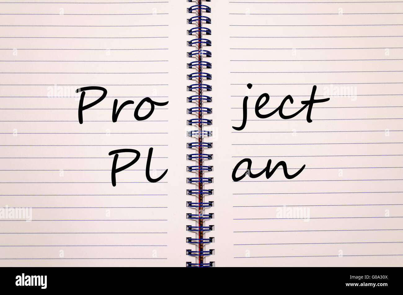 Project plan text concept write on notebook Stock Photo - Alamy