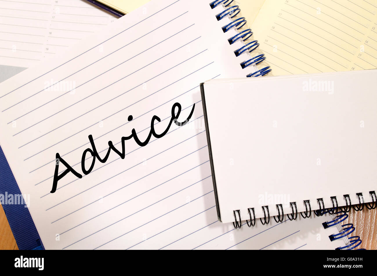 Advice text concept write on notebook Stock Photo - Alamy