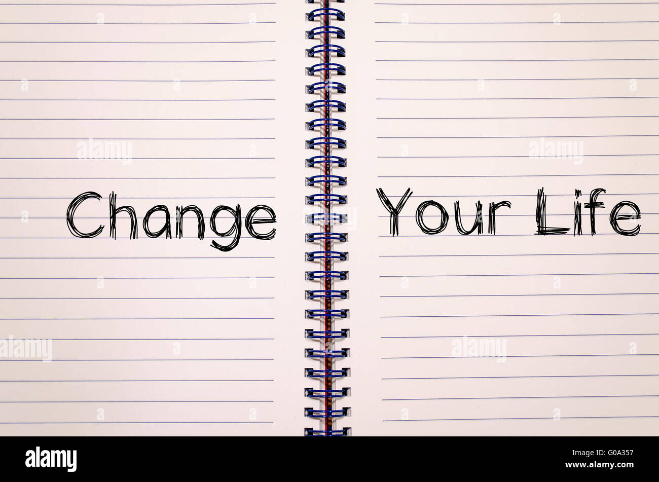 Change your life text concept write on notebook Stock Photo - Alamy