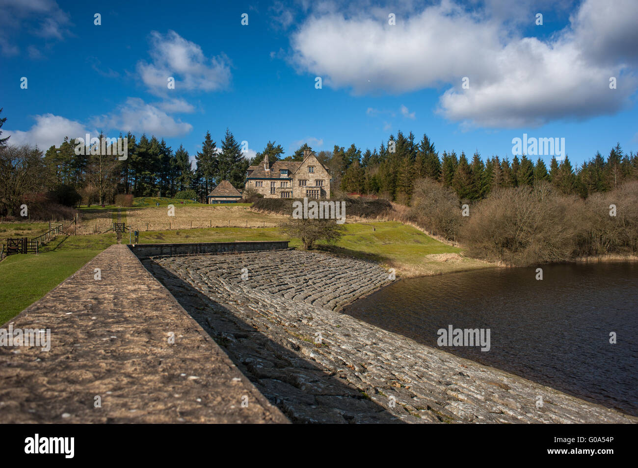 The Dam and Board House Stocks Reservoir Stock Photo - Alamy