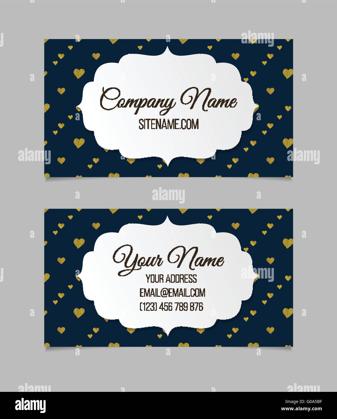Visiting card with golden foil heart shape design Stock Vector Image ...
