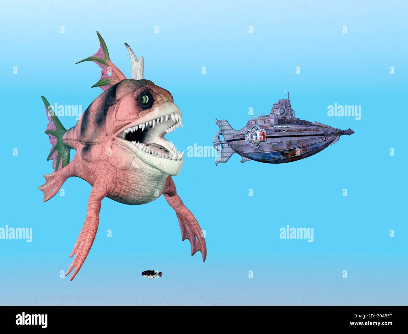 Sea Monster and Submarine Stock Photo - Alamy