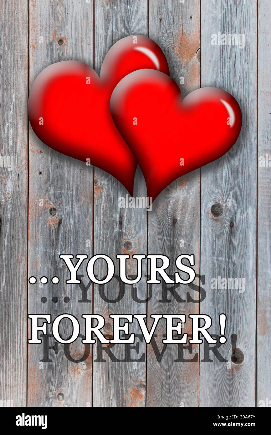 beloved hearts with inspiration Yours forever Stock Photo - Alamy