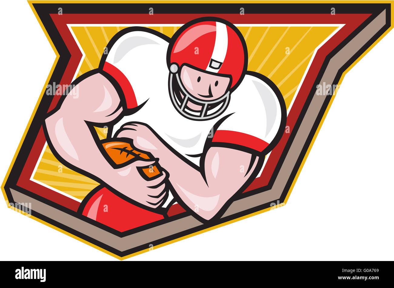 American Football Running Back Run Shield Cartoon Stock Photo - Alamy