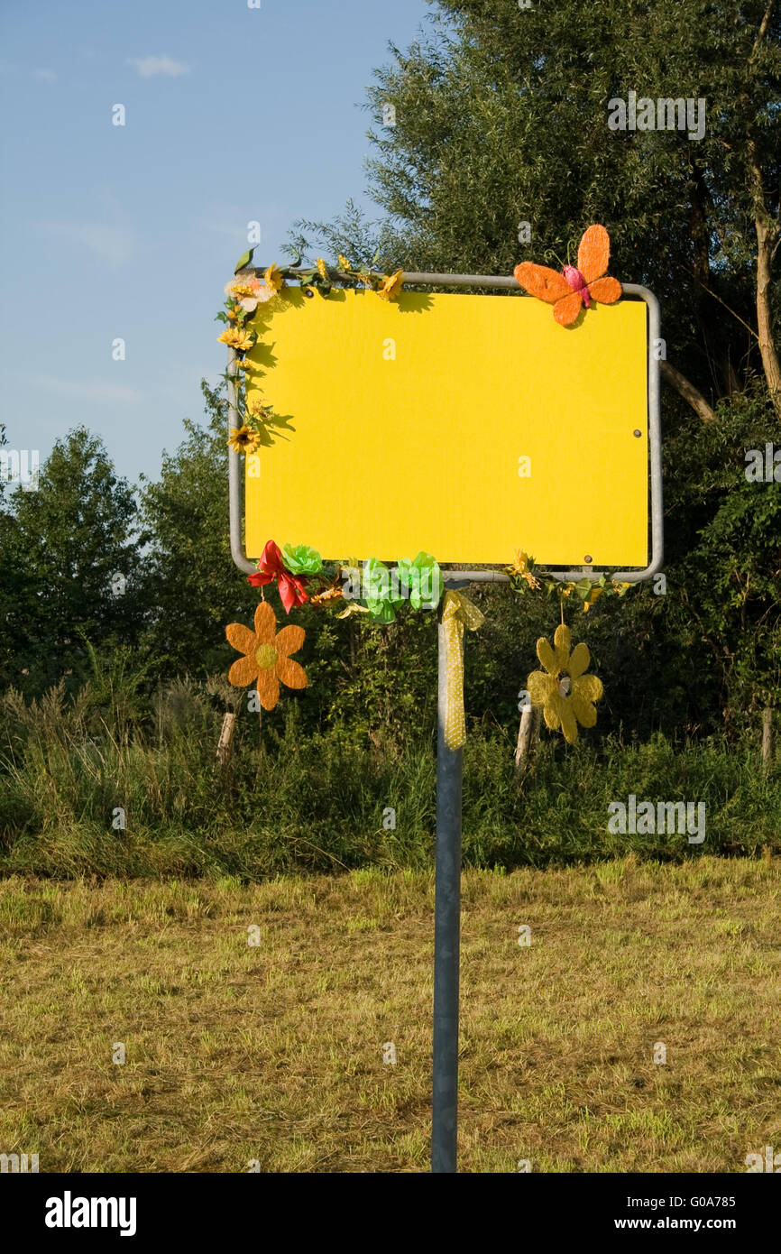 Decorated blank sign Stock Photo - Alamy