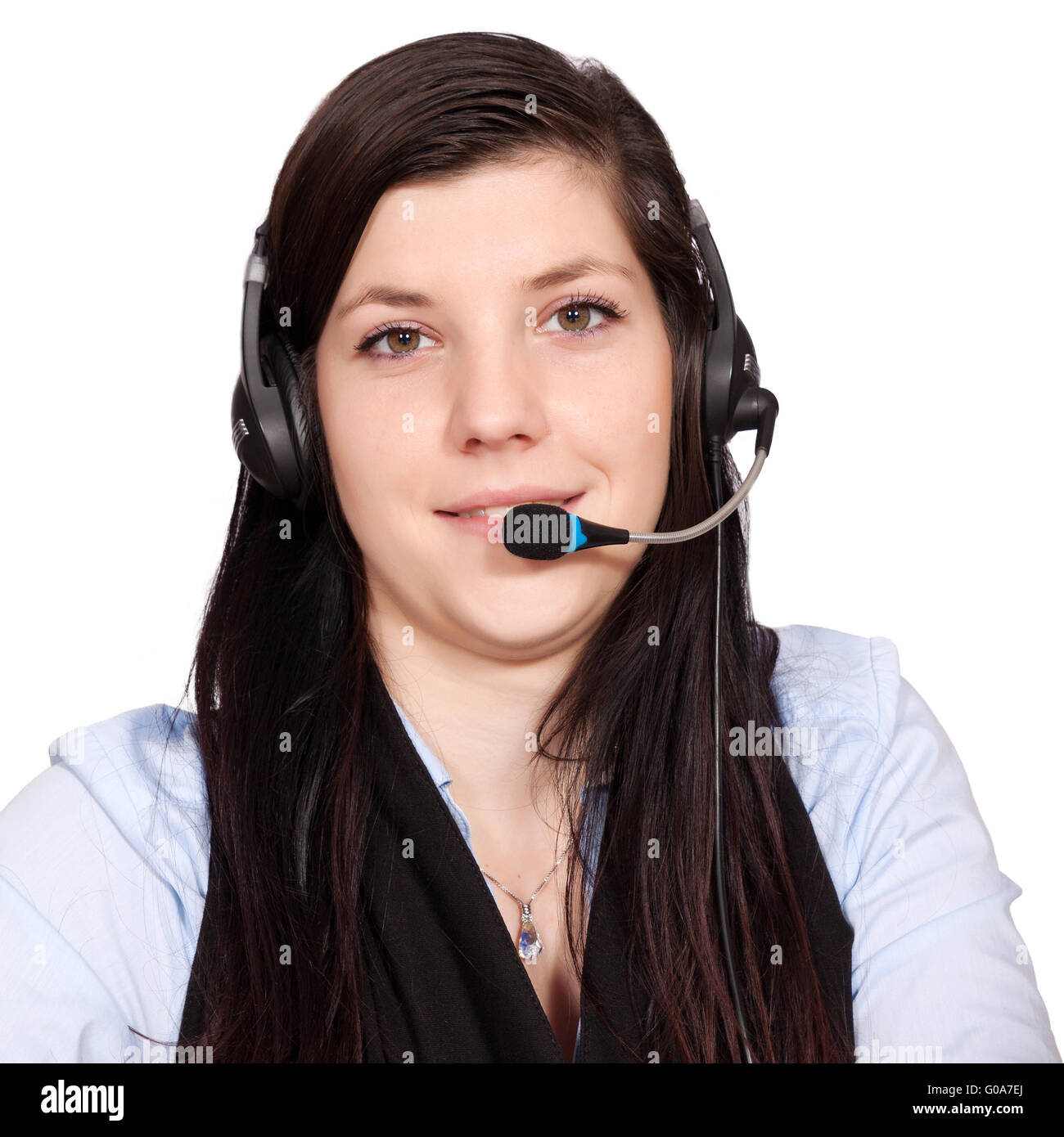 Young woman with headset Stock Photo - Alamy