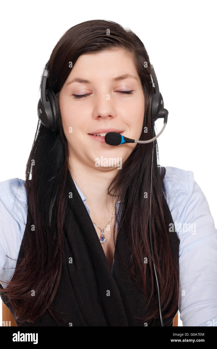 Young woman with headset Stock Photo - Alamy