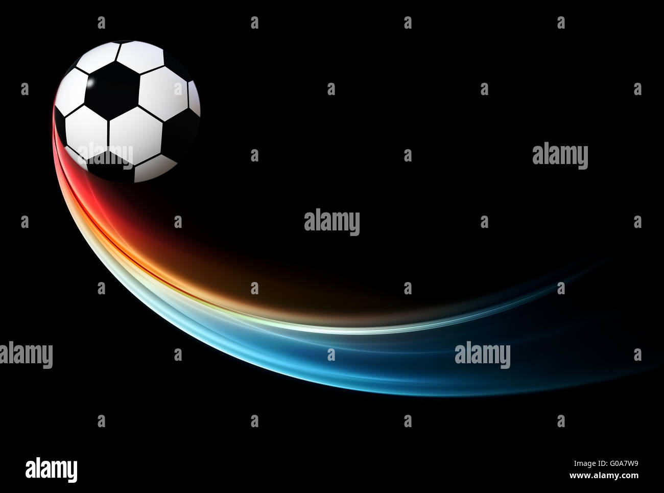 flying flaming football/soccer ball with blue flame Stock Photo - Alamy