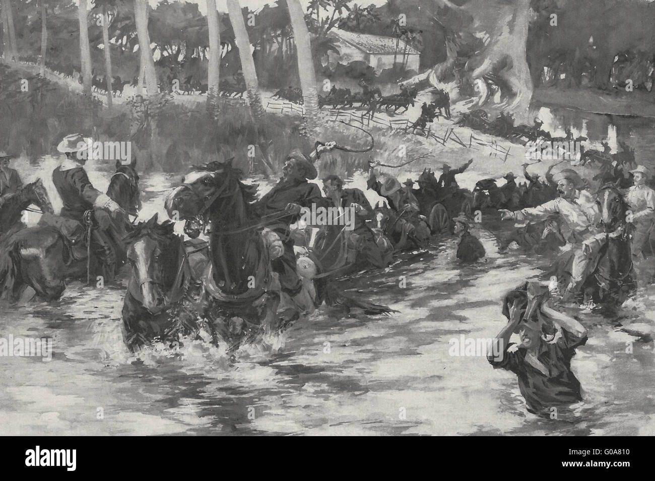 March of United States Artillery over almost impassable roads during ...