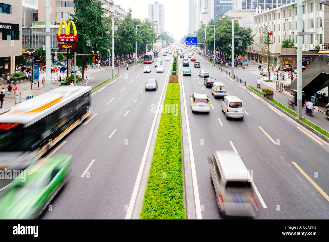 Chengdu, Sichuan province, China - The view at Zongfu Road near the ...