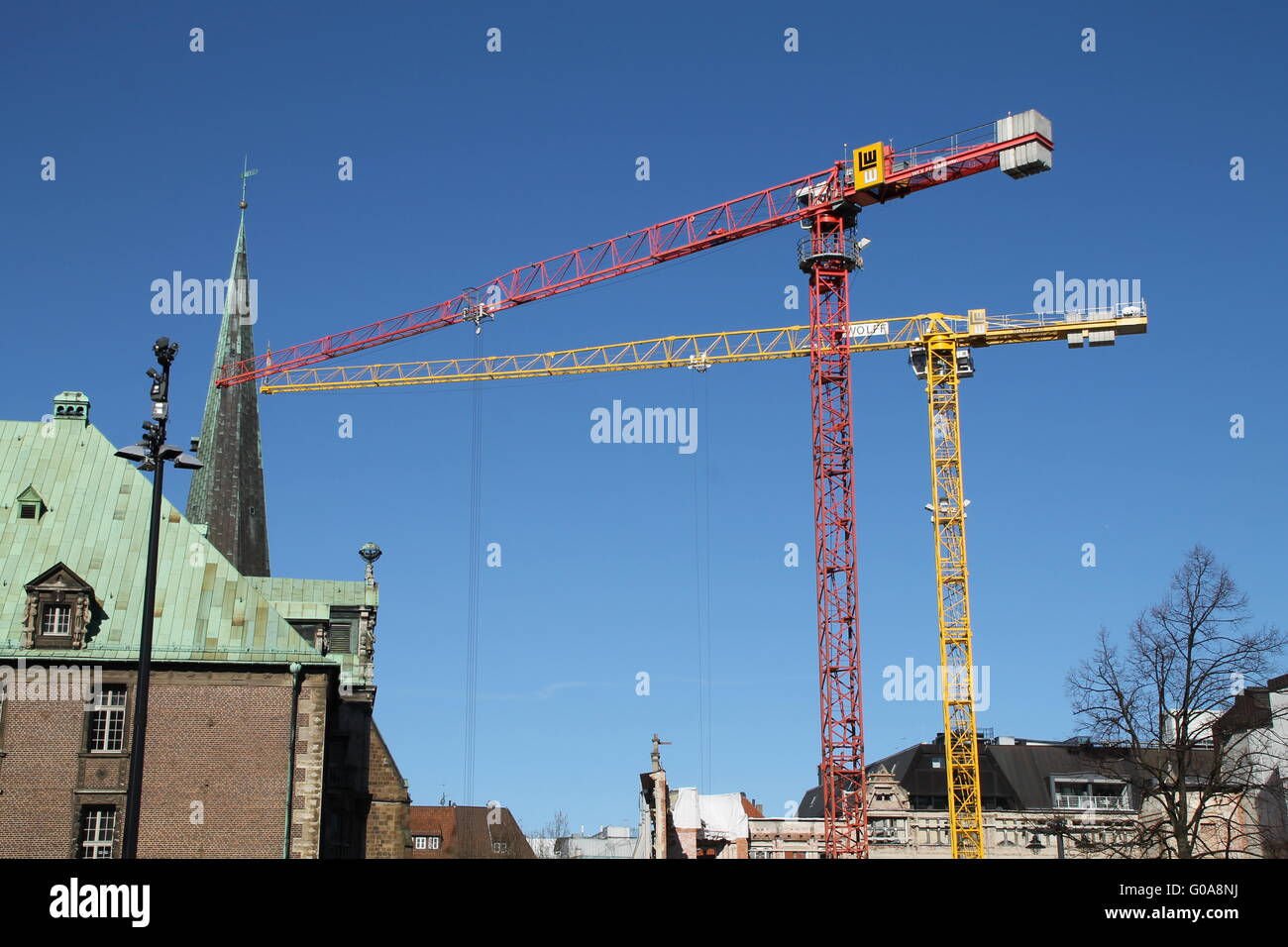 Cranes on a construction site Stock Photo - Alamy