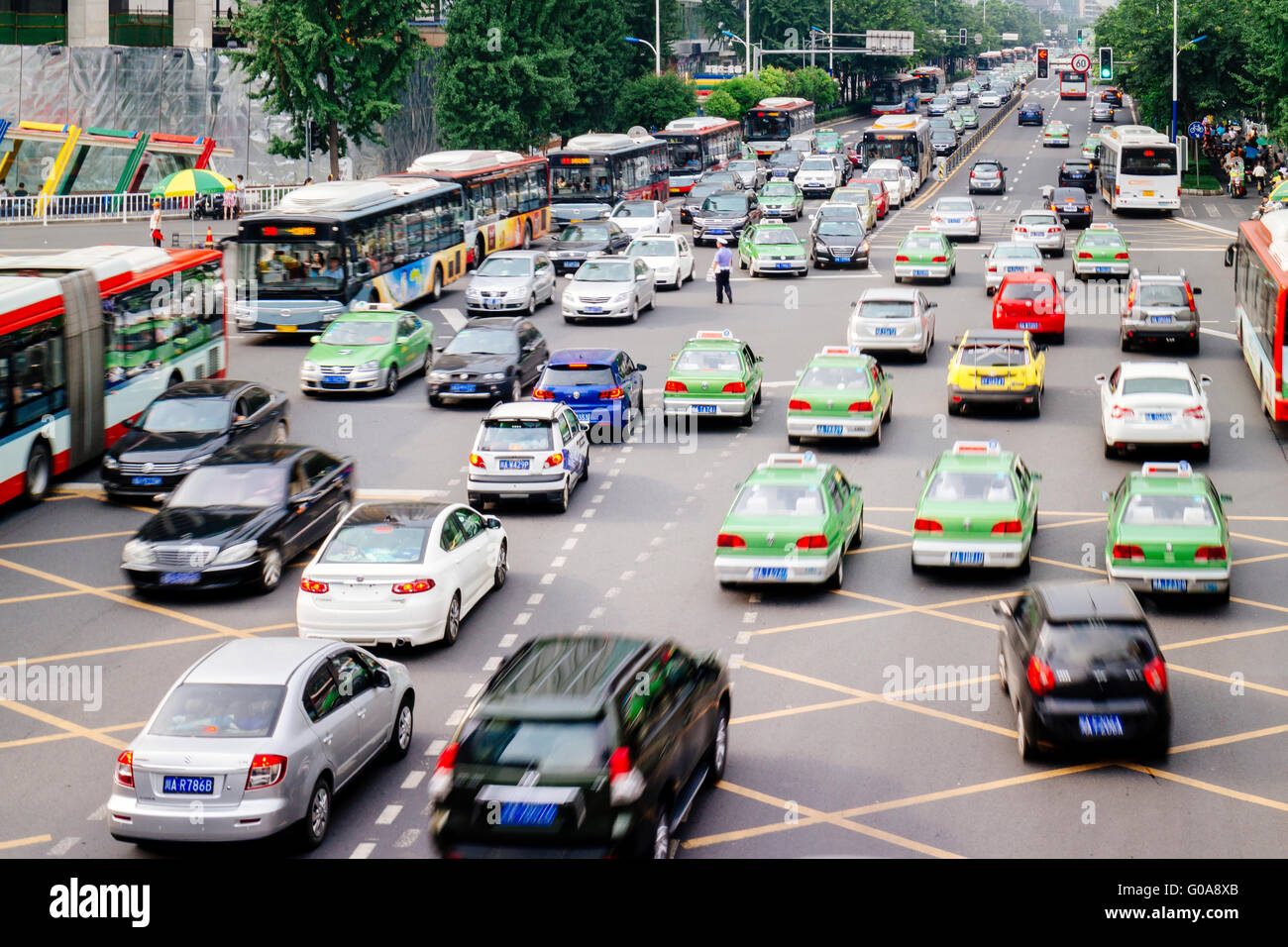 Chengdu, Sichuan province, China - The view at Tianfu Avenue with a ...