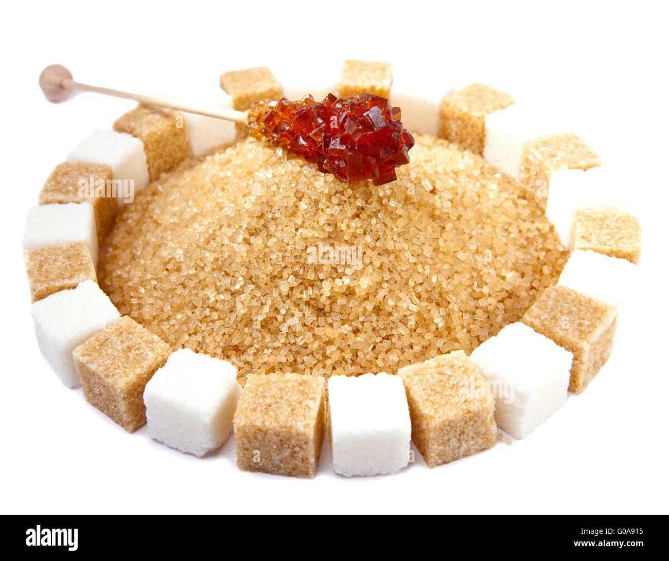 candy sugar on a stick on a heap of granulated sug Stock Photo - Alamy