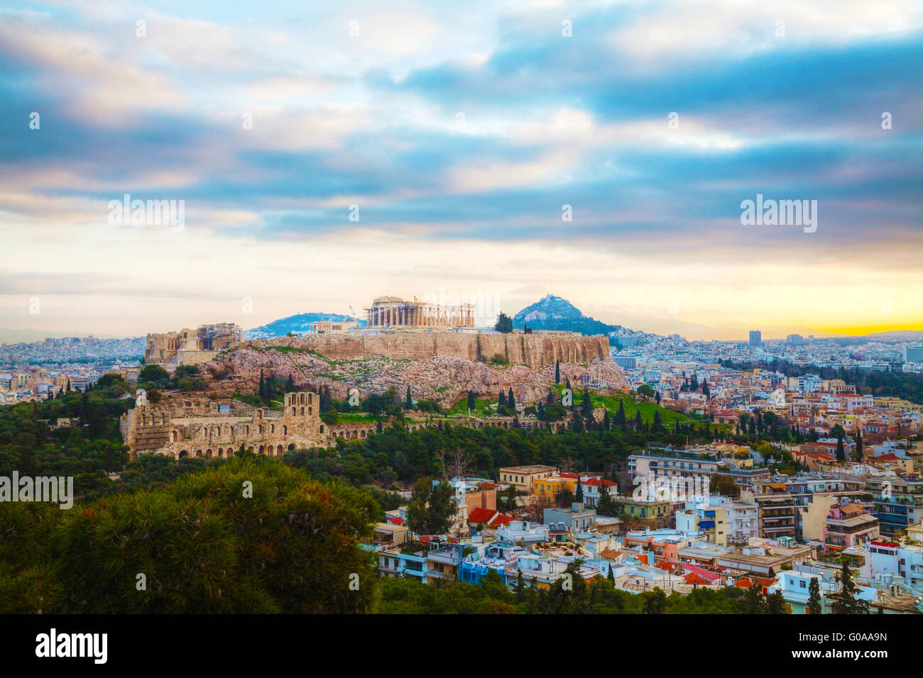 Acropolis in the morning after sunrise in Athens Stock Photo - Alamy