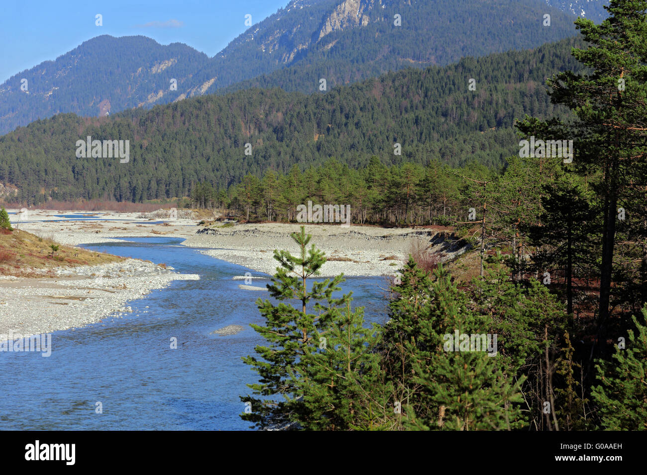 Wild river landscape of the Tyrolean Lech, Austria Stock Photo - Alamy