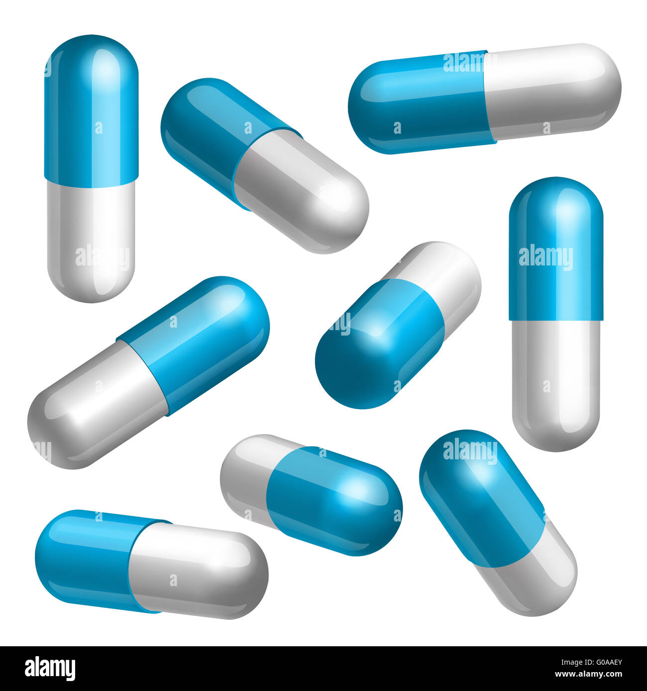 Set of medical capsules in different positions Stock Photo - Alamy