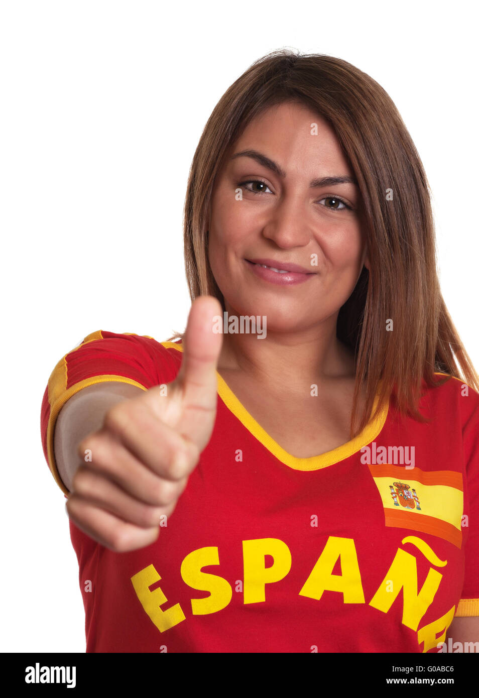 Spanish girl showing thumb up Stock Photo - Alamy