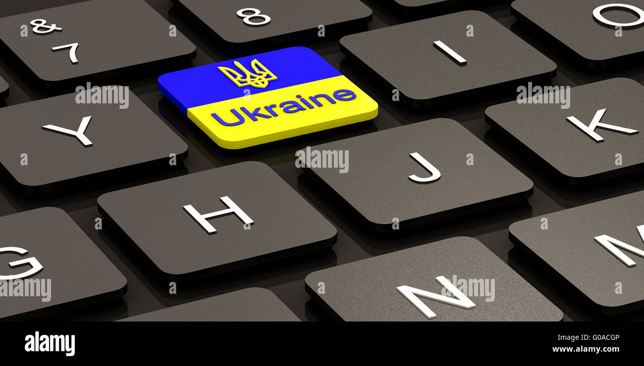 Ukrainian flag on button Stock Photo - Alamy