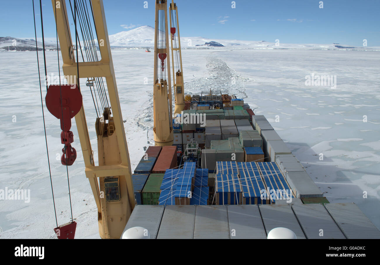 cargo container ship in the sea of Antarctica Stock Photo - Alamy