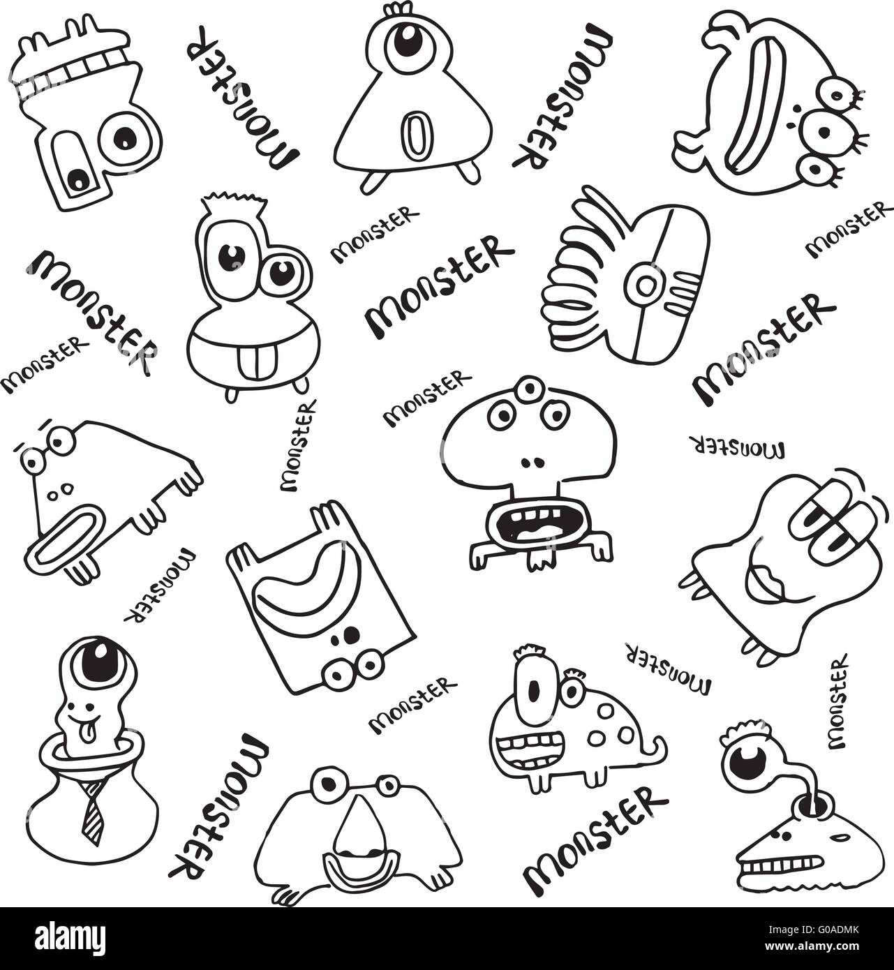 vector illustration of monster doodle Stock Vector Image & Art - Alamy