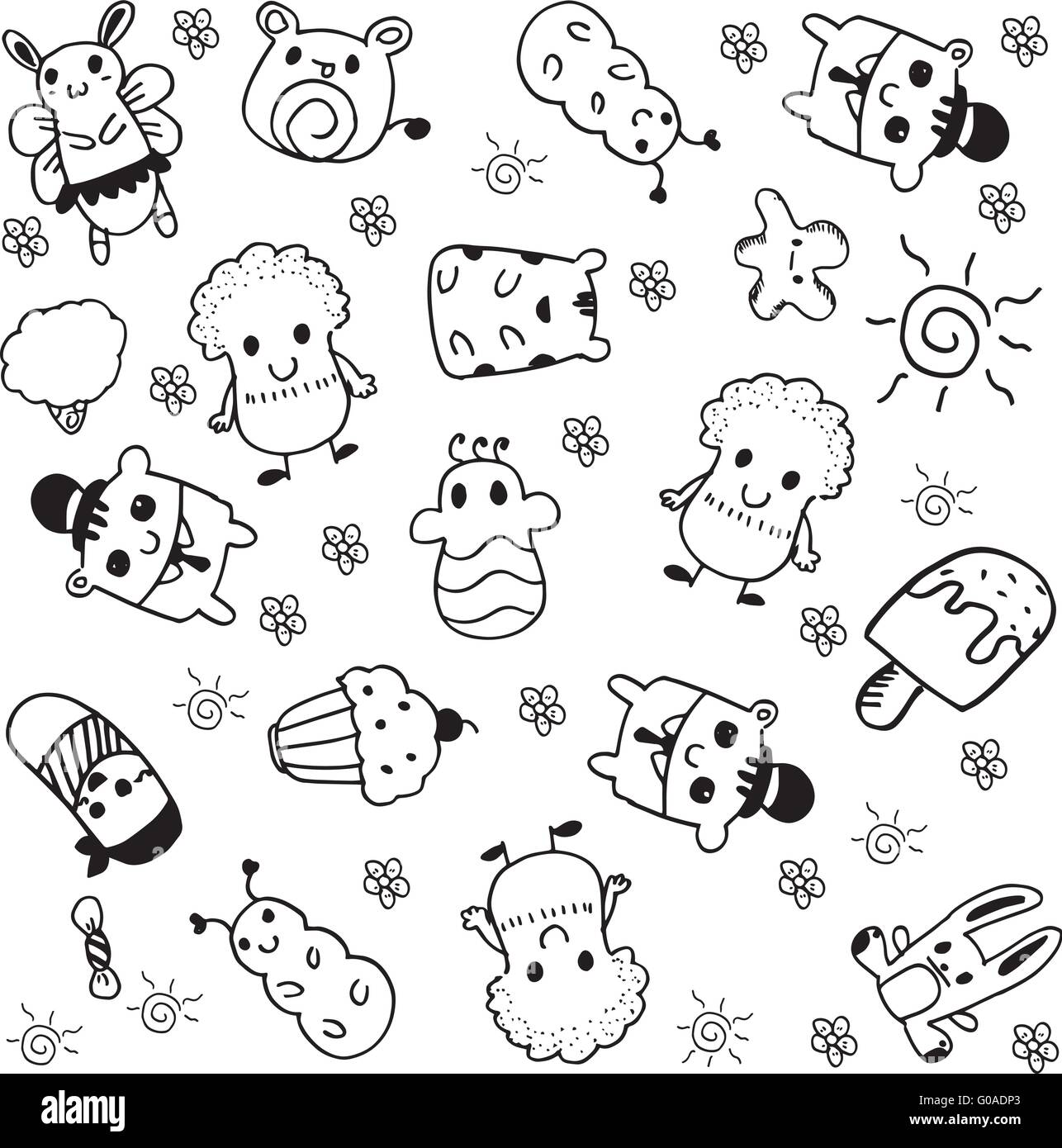 Cute vector doll doodle Stock Vector Image & Art - Alamy