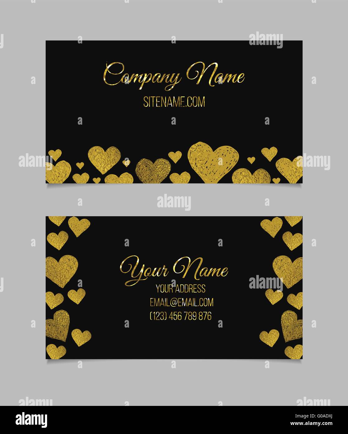Visiting card with golden foil heart shape design Stock Vector Image ...