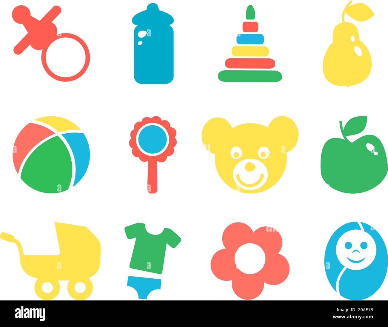 Set of baby objects colorful icon Stock Vector Image & Art - Alamy