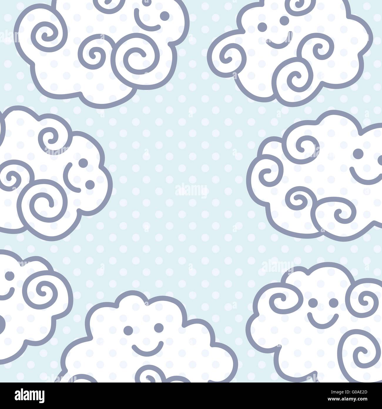 Funny cartoon clouds background with space for your text design Stock ...