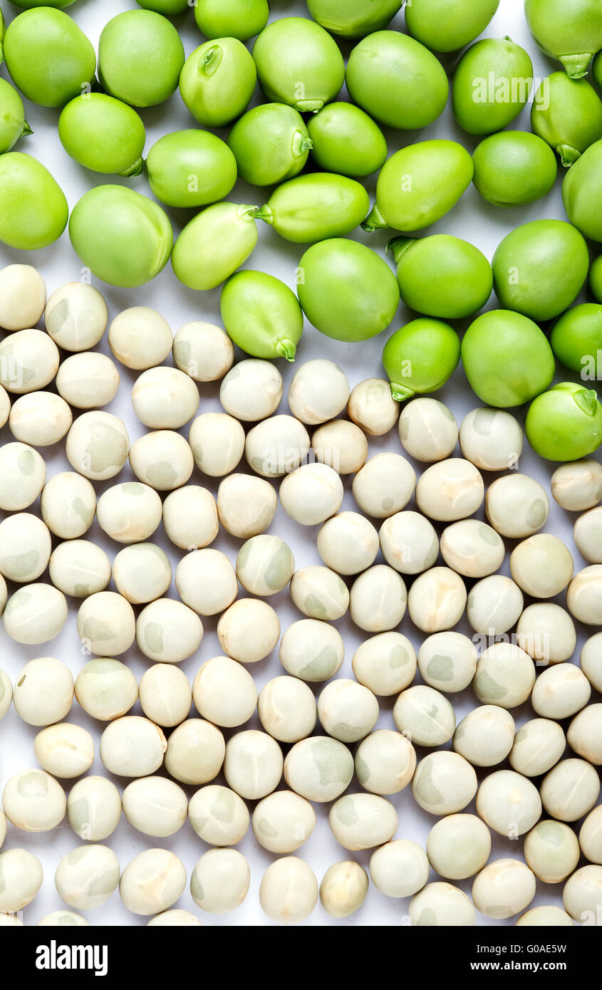 Fresh and dried Peas on white Background Stock Photo - Alamy