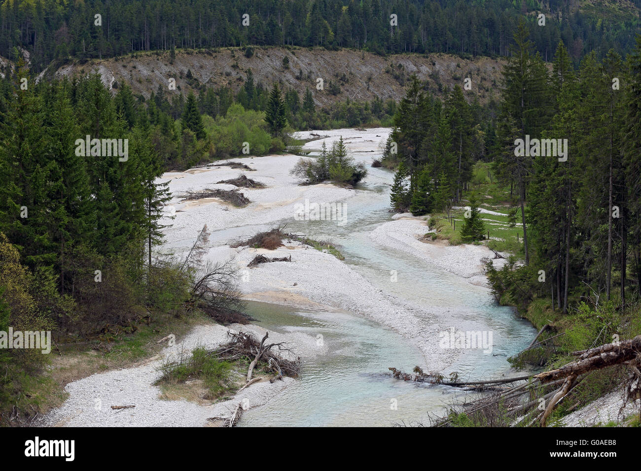 Wild river landscape of the upper Isar, Bavaria Stock Photo - Alamy