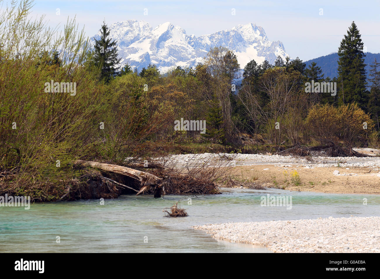 Wild river landscape of the upper Isar, Bavaria Stock Photo - Alamy