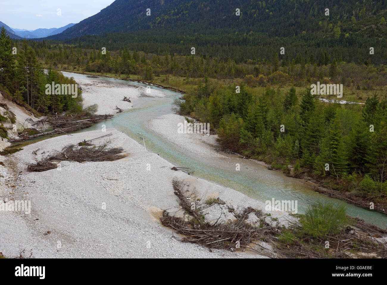 Wild river landscape of the upper Isar, Bavaria Stock Photo - Alamy