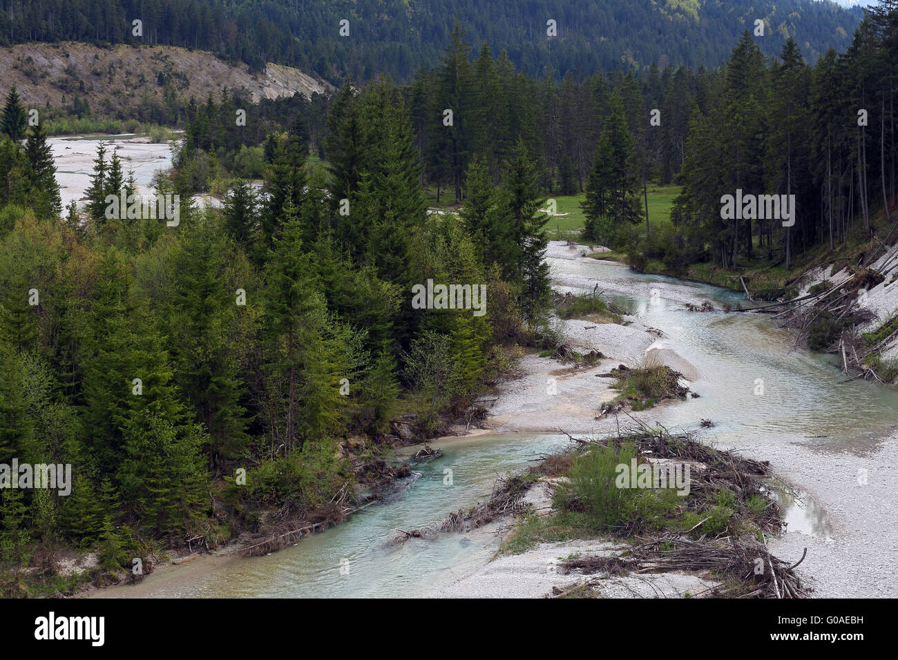 Wild river landscape of the upper Isar, Bavaria Stock Photo - Alamy