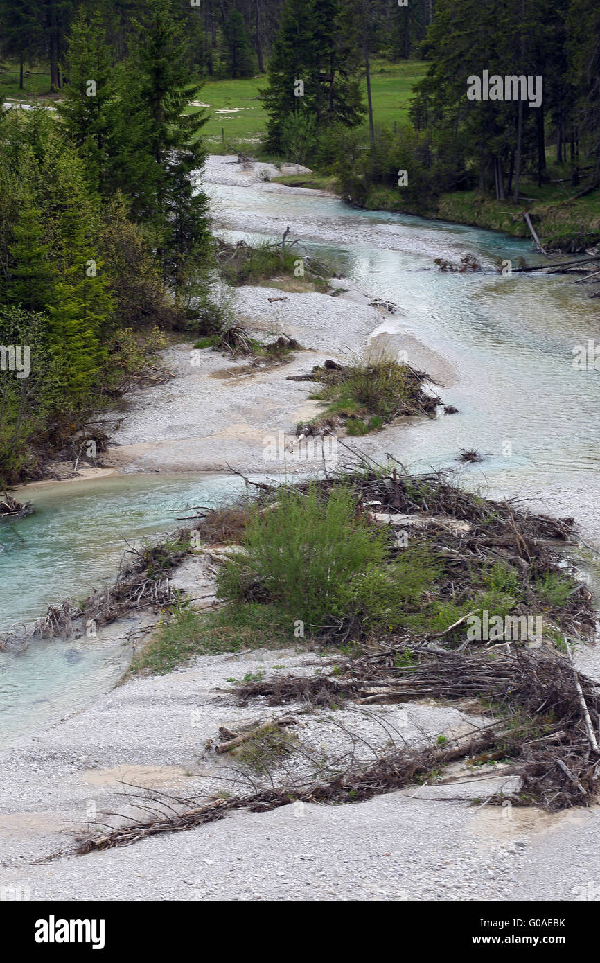 Wild river landscape of the upper Isar, Bavaria Stock Photo - Alamy