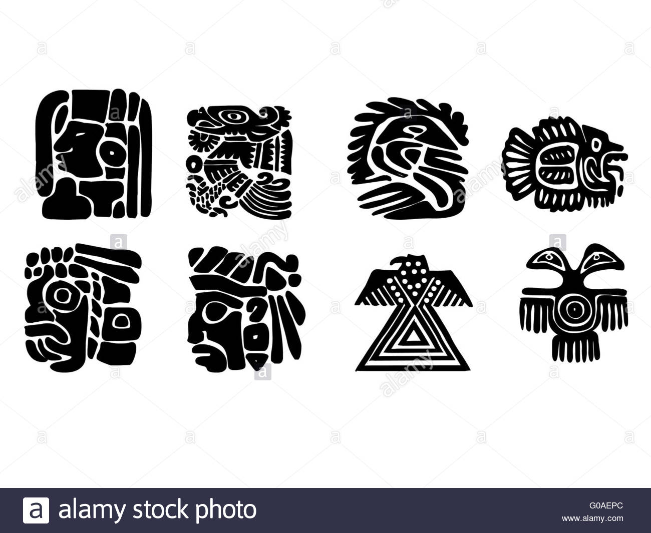Maya patterns. Black and white drawings Stock Photo: 103493332 - Alamy