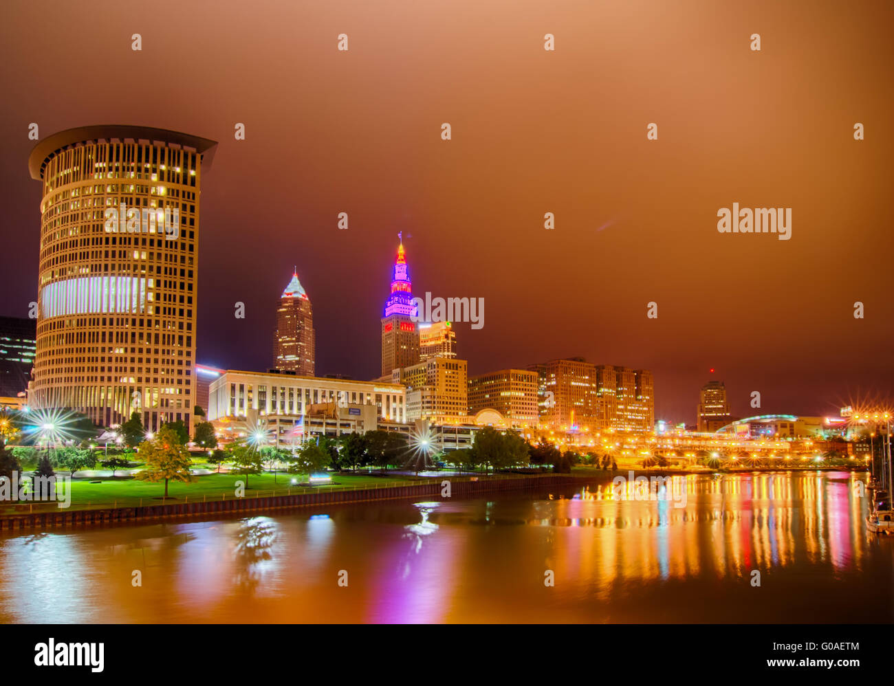 Cleveland. Image of Cleveland downtown at night Stock Photo - Alamy