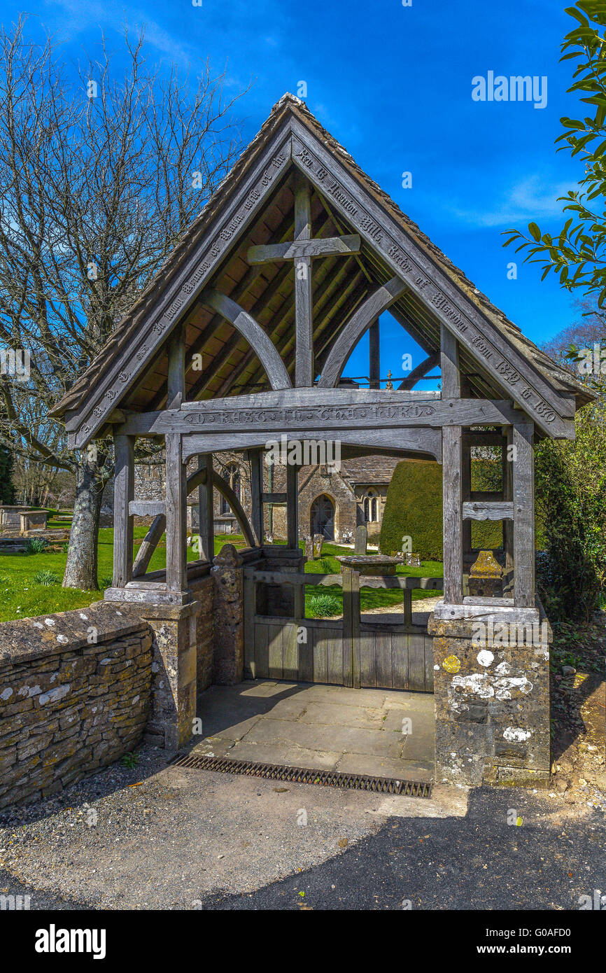 Lychgate to St Andrews Church, Miserden Stock Photo - Alamy