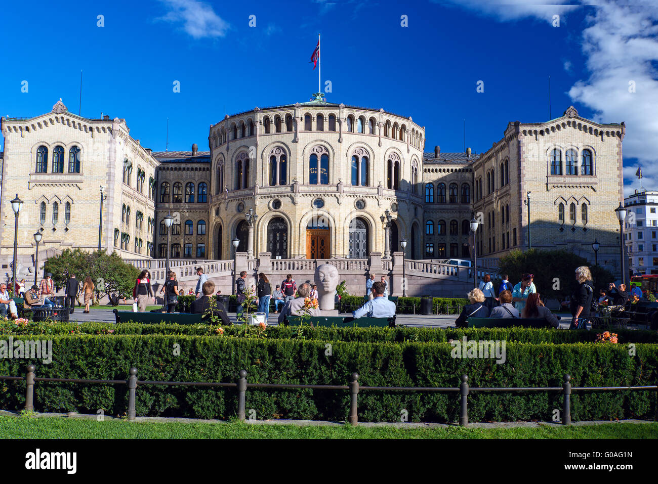 People enjoying life near Stortinget close up Stock Photo - Alamy