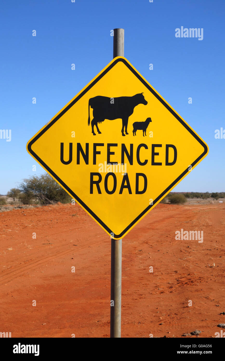 Unfenced road warning hi-res stock photography and images - Alamy