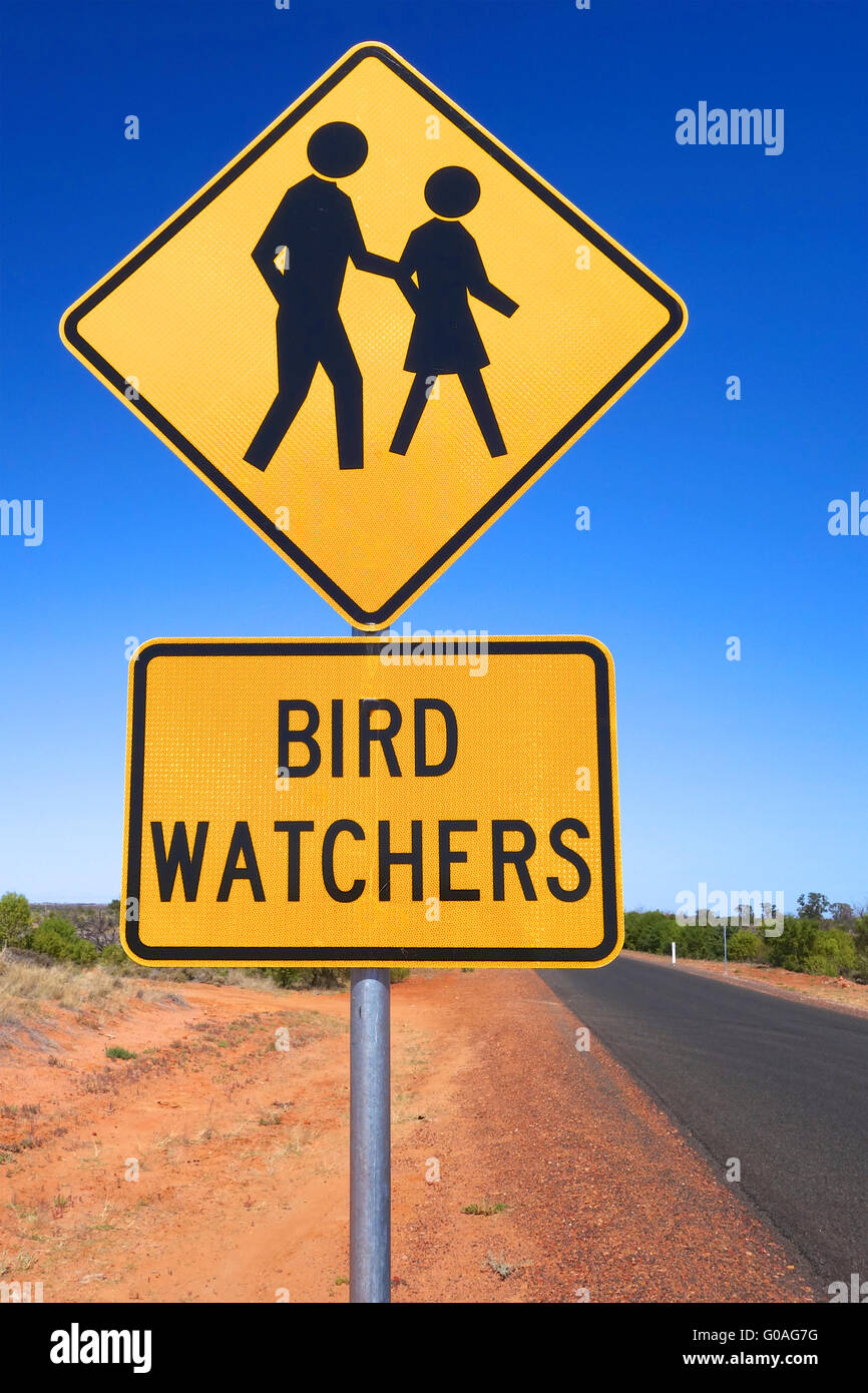 Bird Watchers signage in outback Australia Stock Photo - Alamy