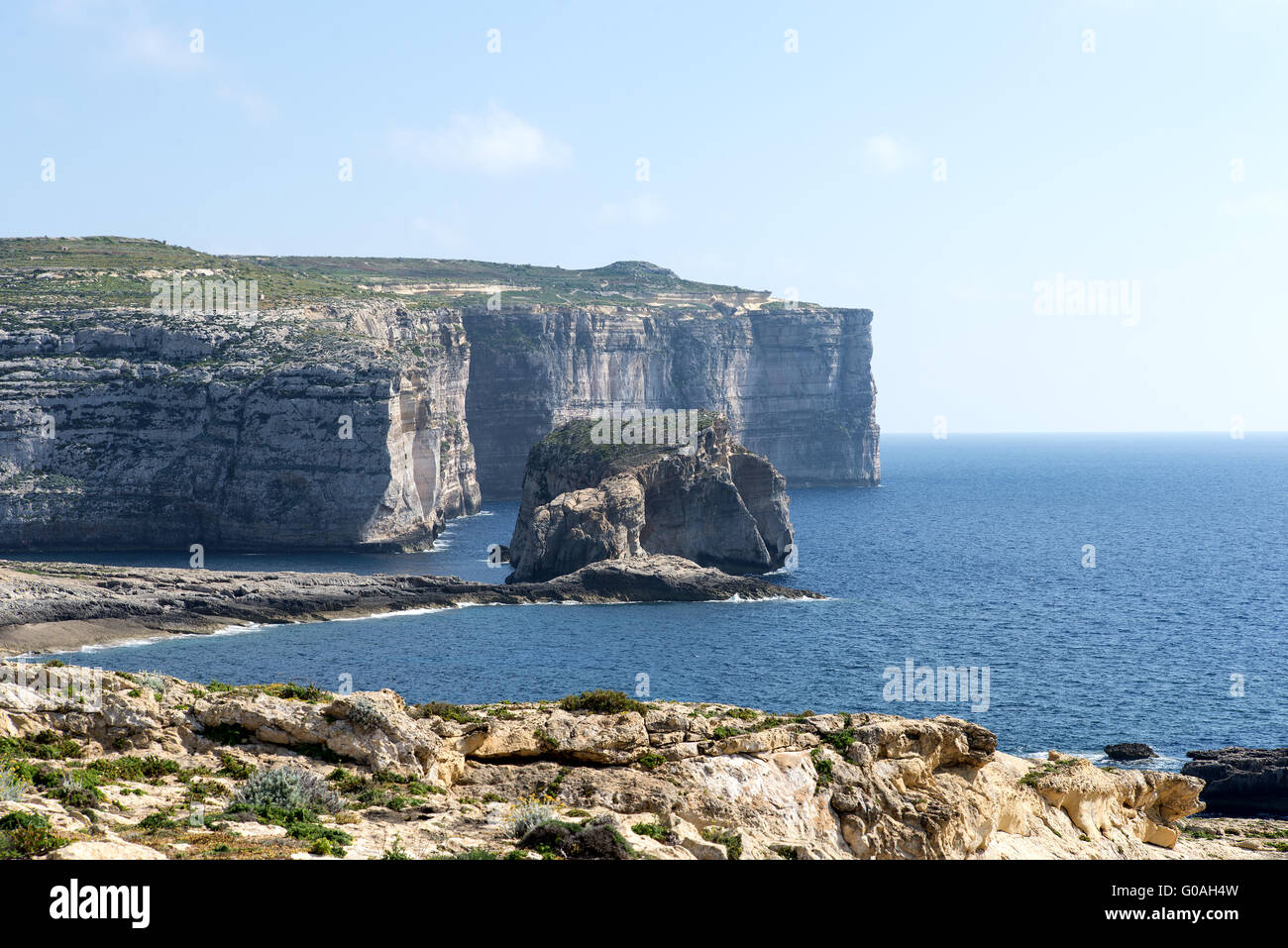 White cliffs at the coast of Gozo Island horizontal Stock Photo - Alamy