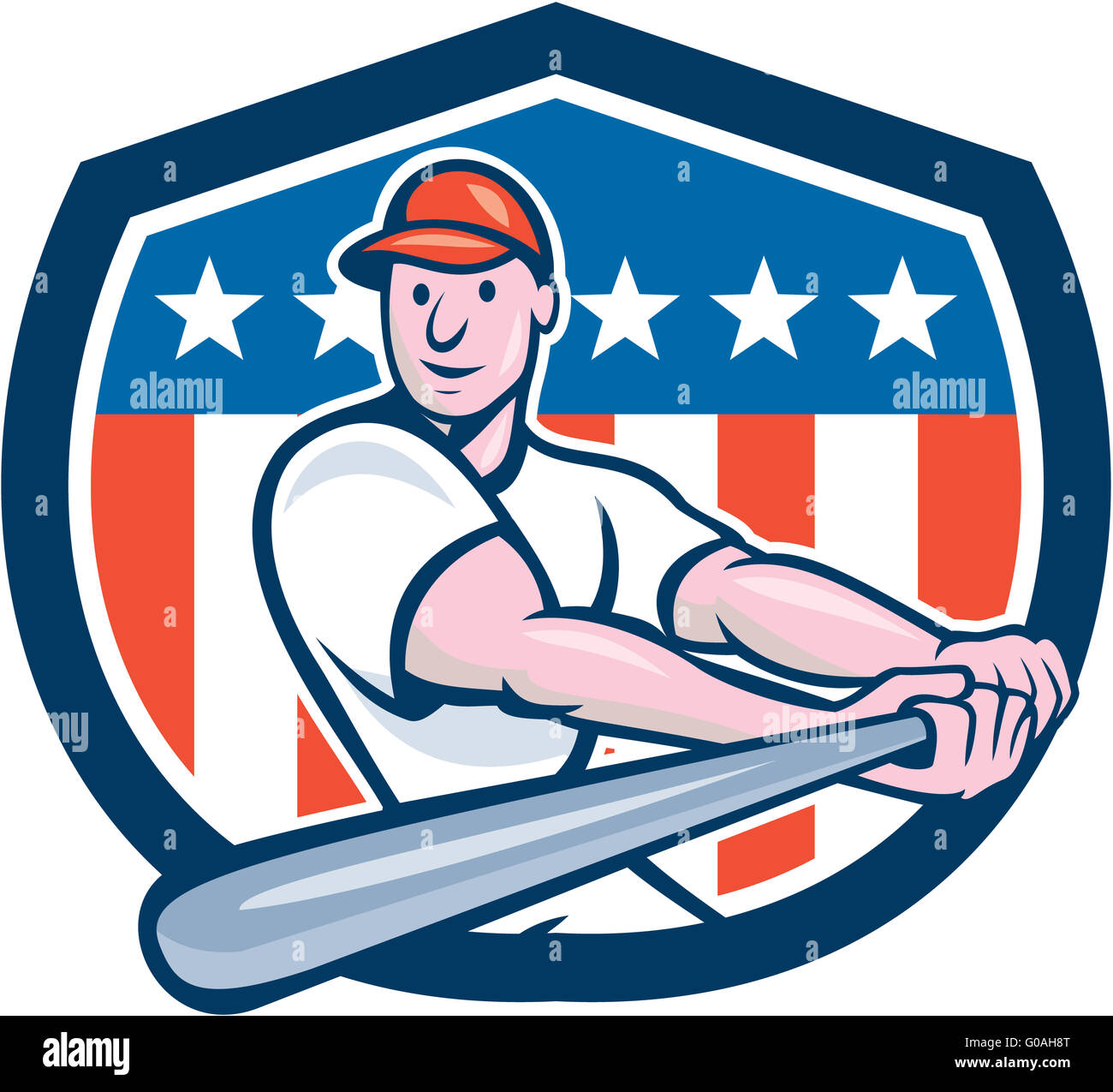 Baseball player batting shield cartoon hi-res stock photography and ...