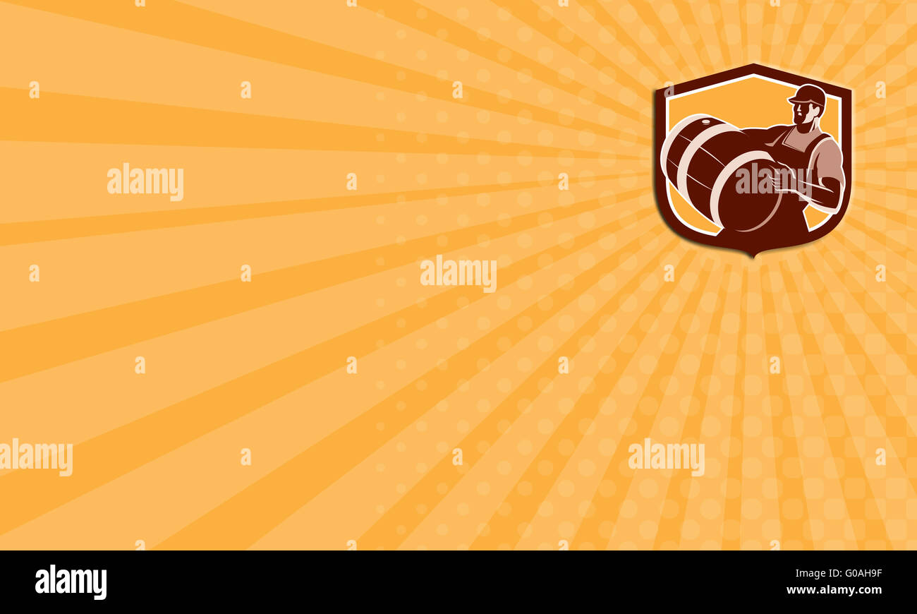 Business card Bartender Carrying Beer Barrel Shield Retro Stock Photo ...