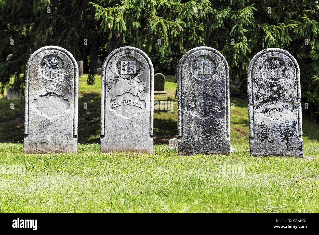 Four Antique Gravestones Stock Photo - Alamy