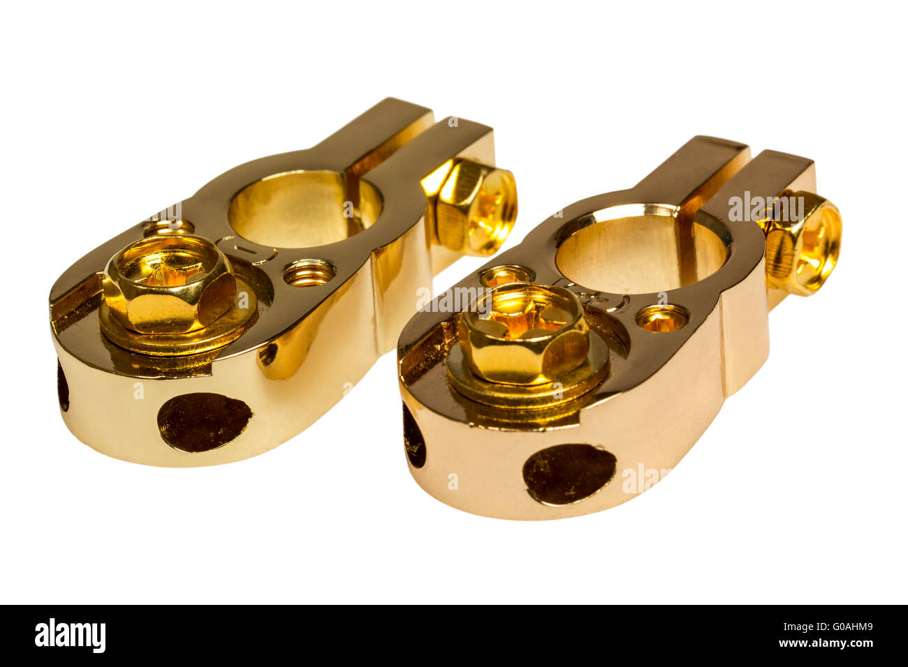 Positive and negative contact terminal CAR battery Stock Photo - Alamy